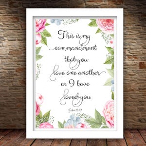 Love One Another John 15:12 Printable Commandment Bible Print | Etsy