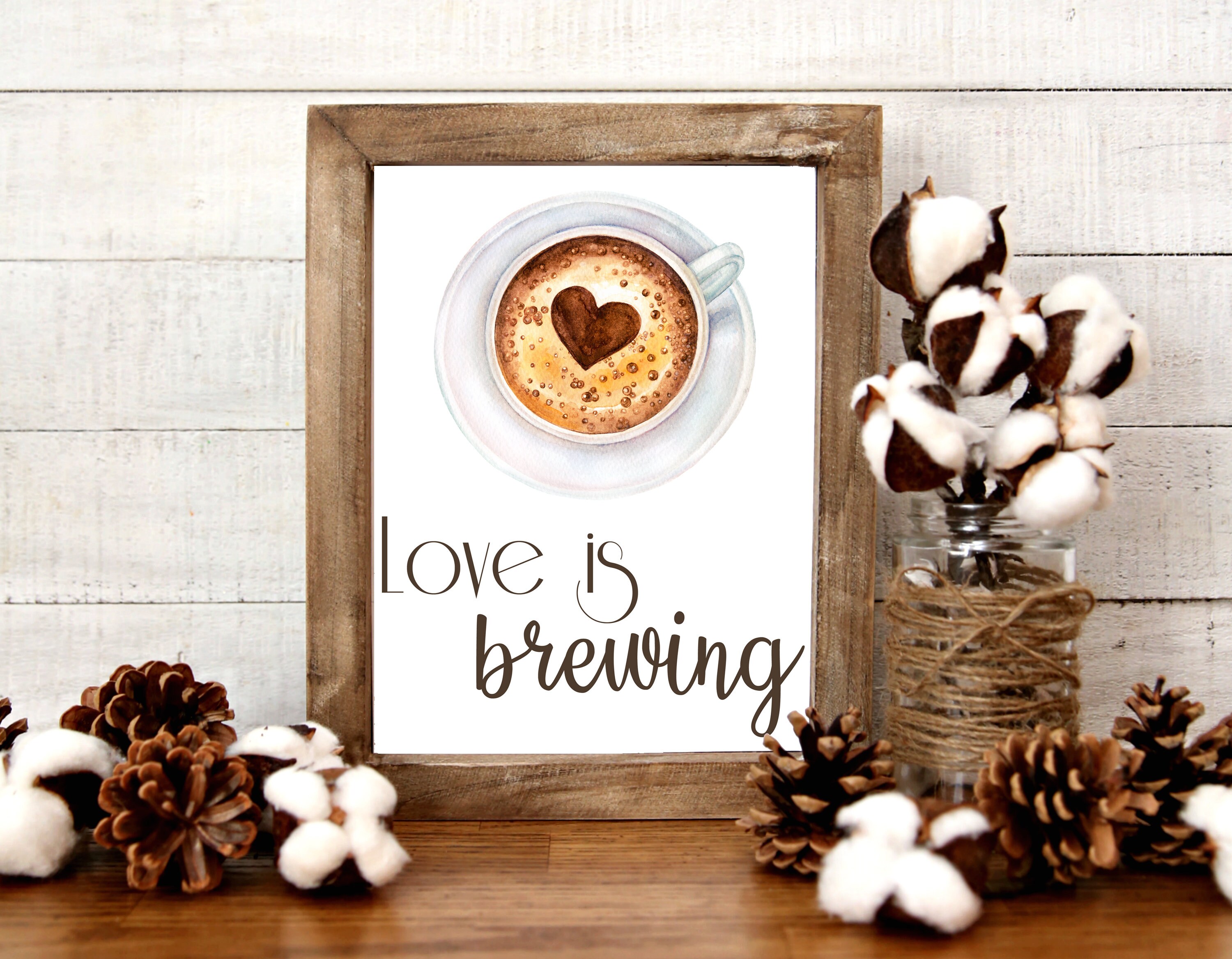 Love is Brewing Printable Coffee Bar Sign Kitchen Decor | Etsy