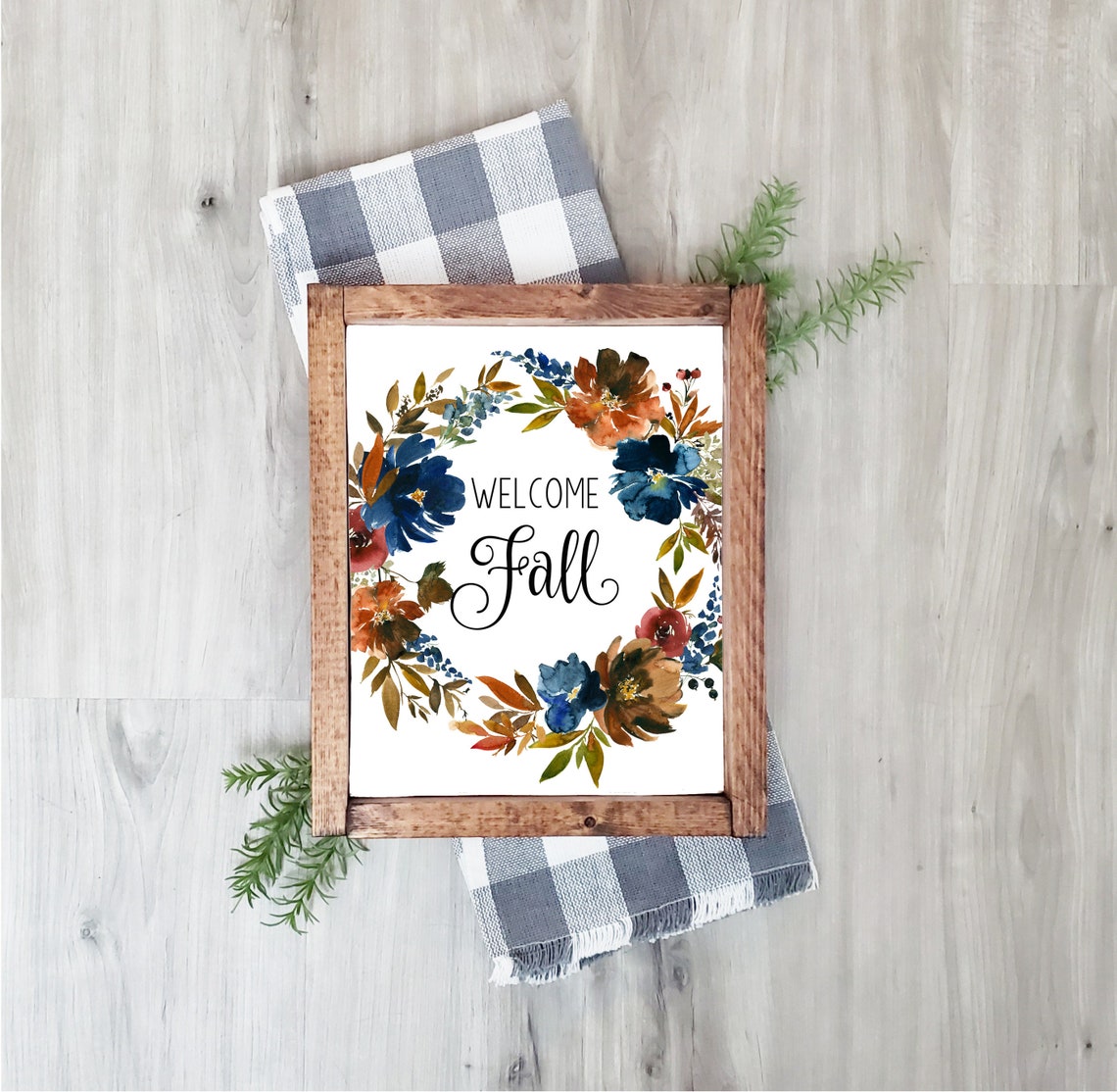 Welcome Fall Floral Wreath Art Print, Autumn Decor (digital Download ...