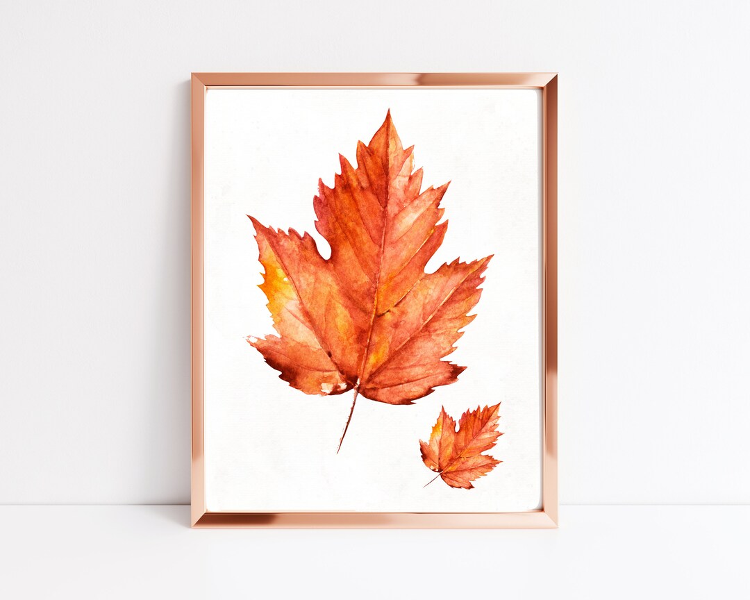 Autumn Leaves Printable Fall Wall Art Autumn Sign Red Orange Maple ...