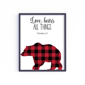 Love Bears All Things Bible Verse Printable Woodland Decor 5x7 - Etsy