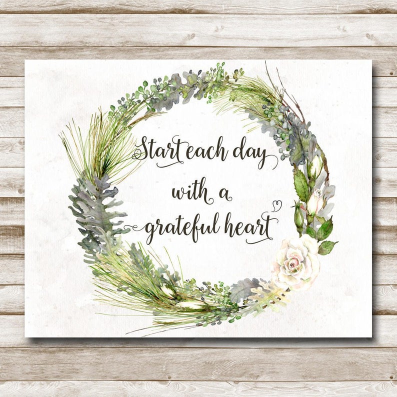 Start Each Day With A Grateful Heart Printable Calligraphy | Etsy