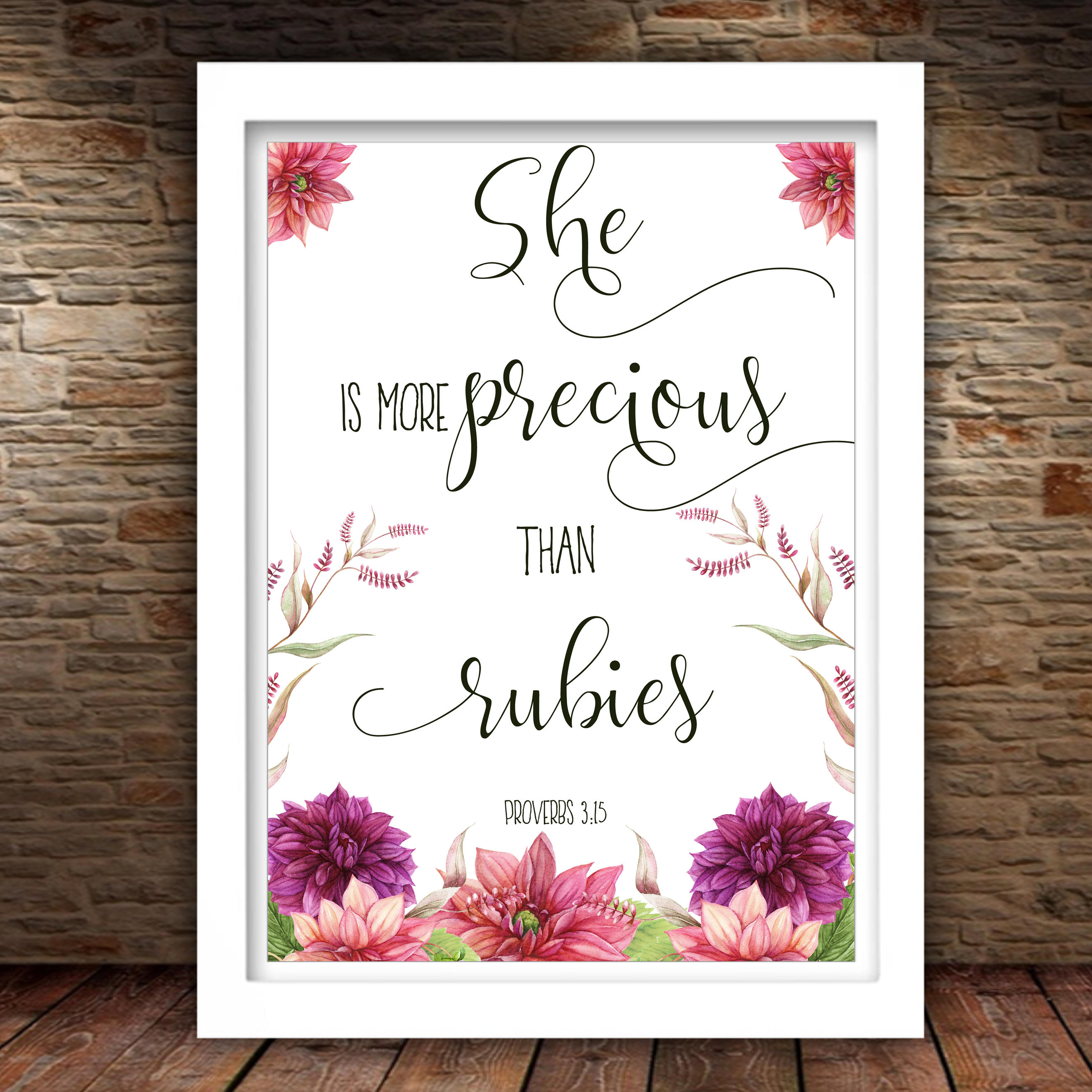 She Is More Precious Than Rubies Printable Proverbs 3 15 Etsy