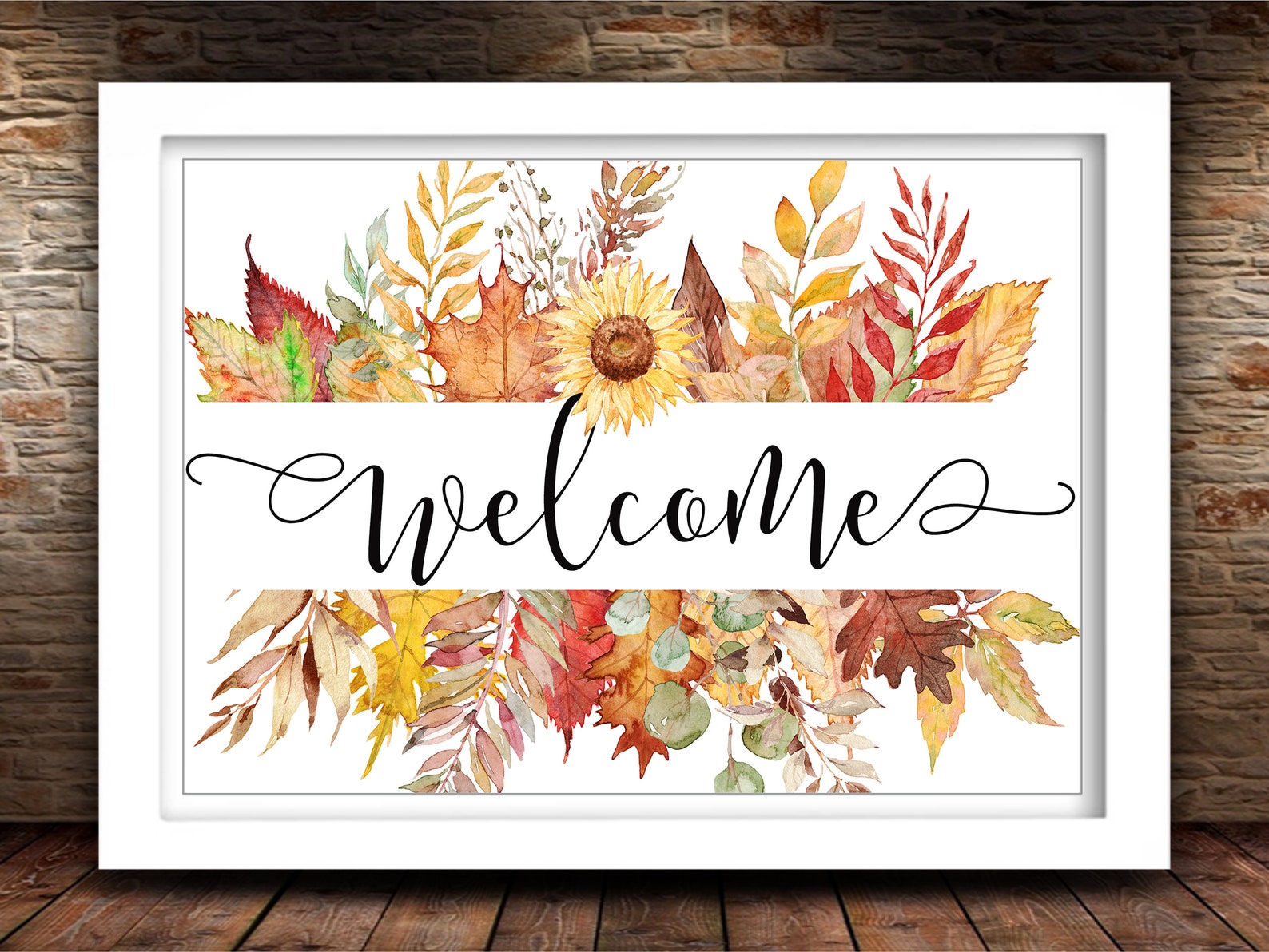 Welcome Fall Printable Wall Art Fall Leaves Sign 5x7 8x10 - Etsy