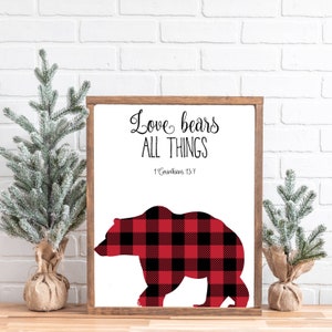 Love Bears All Things Bible Verse Printable Woodland Decor 5x7 - Etsy