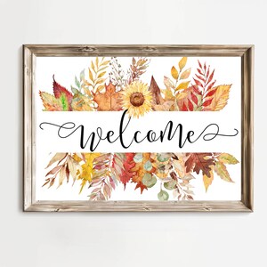 Welcome Fall Printable Wall Art Fall Leaves Sign 5x7 8x10 11x14 16x20 ...