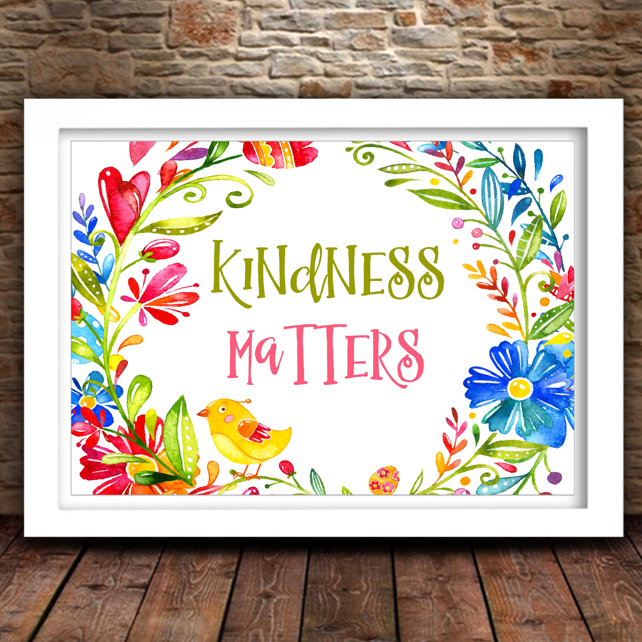 Kindness Matters Printable Quote Floral Wreath 5x7 8x10 11x14 | Etsy