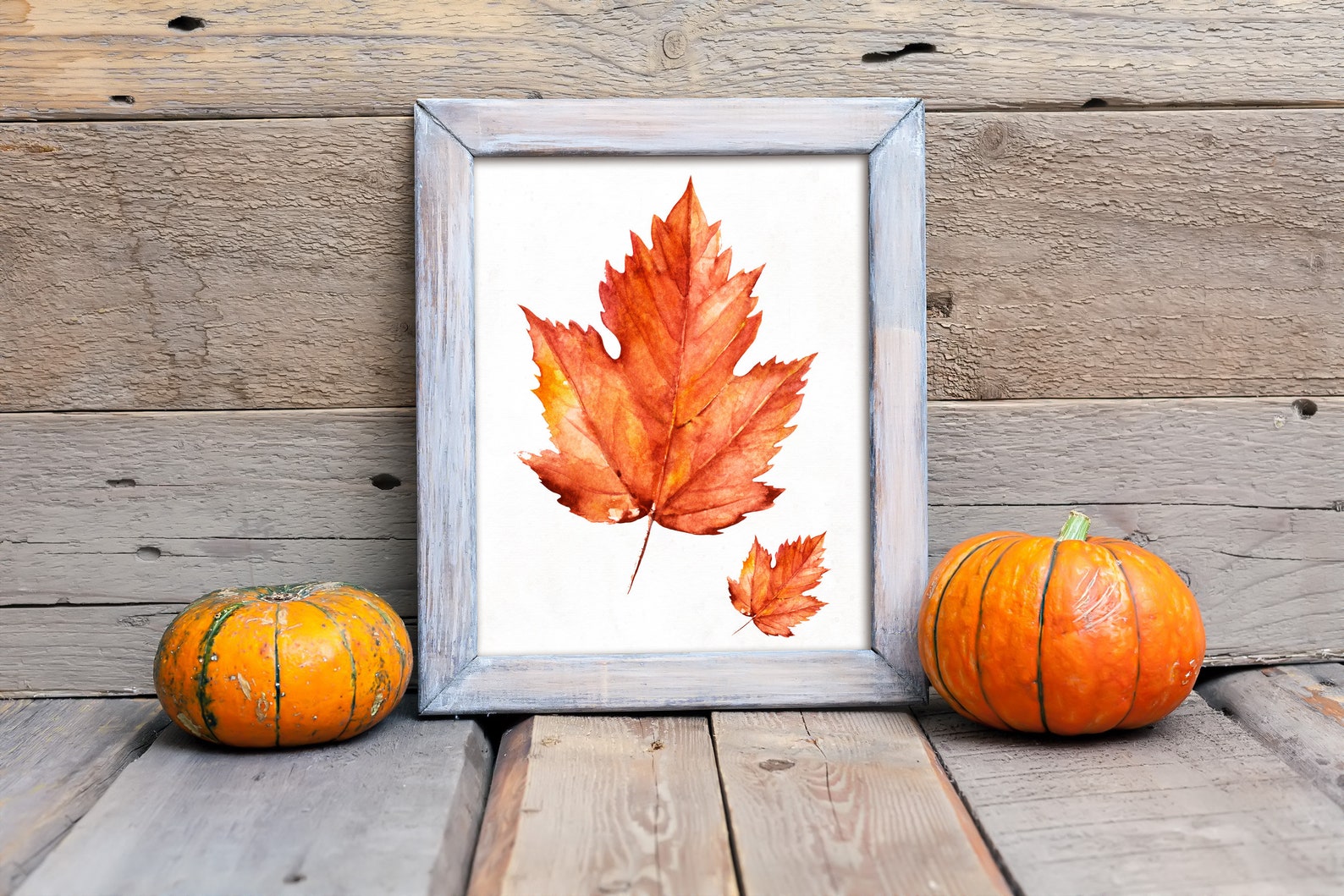 Autumn Leaves Printable Fall Wall Art Autumn Sign Red Orange | Etsy