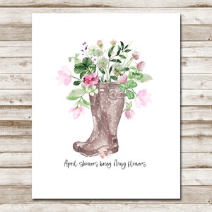April Showers Bring May Flowers Printable Wall Art Spring Decor ...