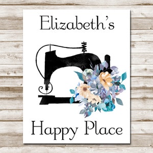 Personalized Craft Room Printable Craft Room Sign Happy Place Sewing ...