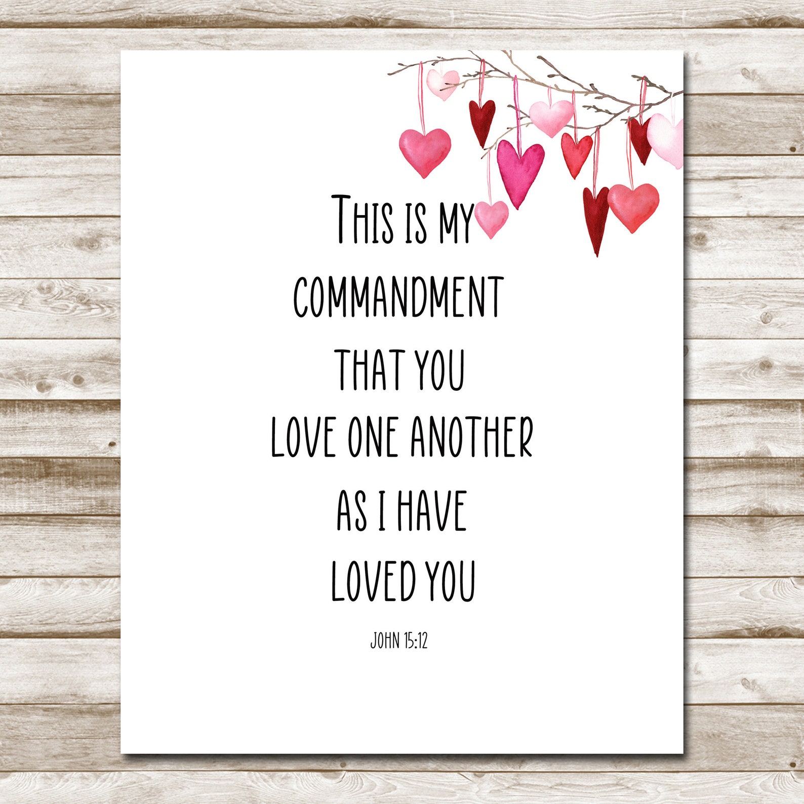 Love One Another John 15:12 Printable Commandment Bible Print - Etsy