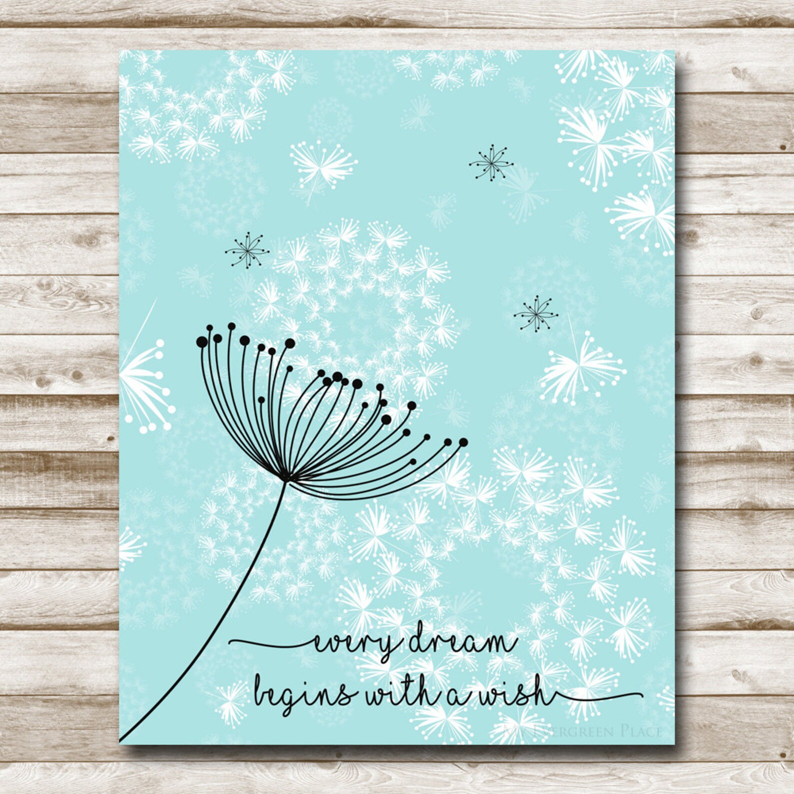 Dandelion Motivational Quote Print, Aqua Nursery Decor (digital ...