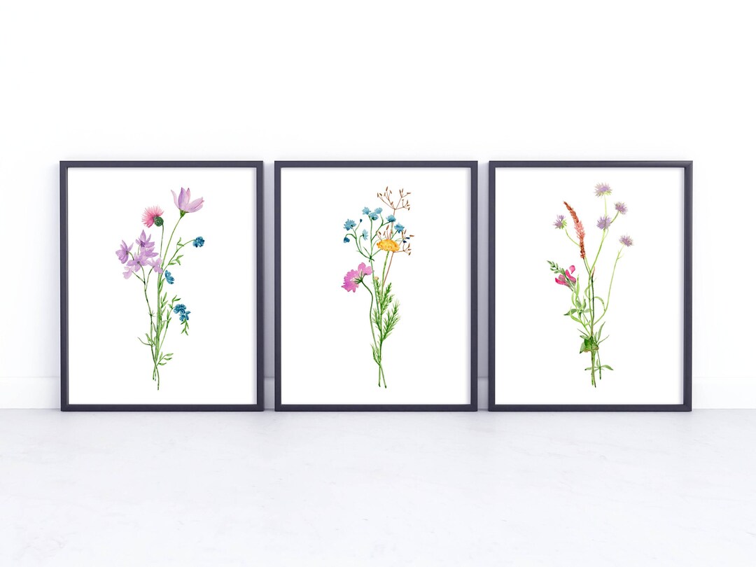 Wildflower Bouquet Printable Set Floral Print Set of 3 8x10 - Etsy