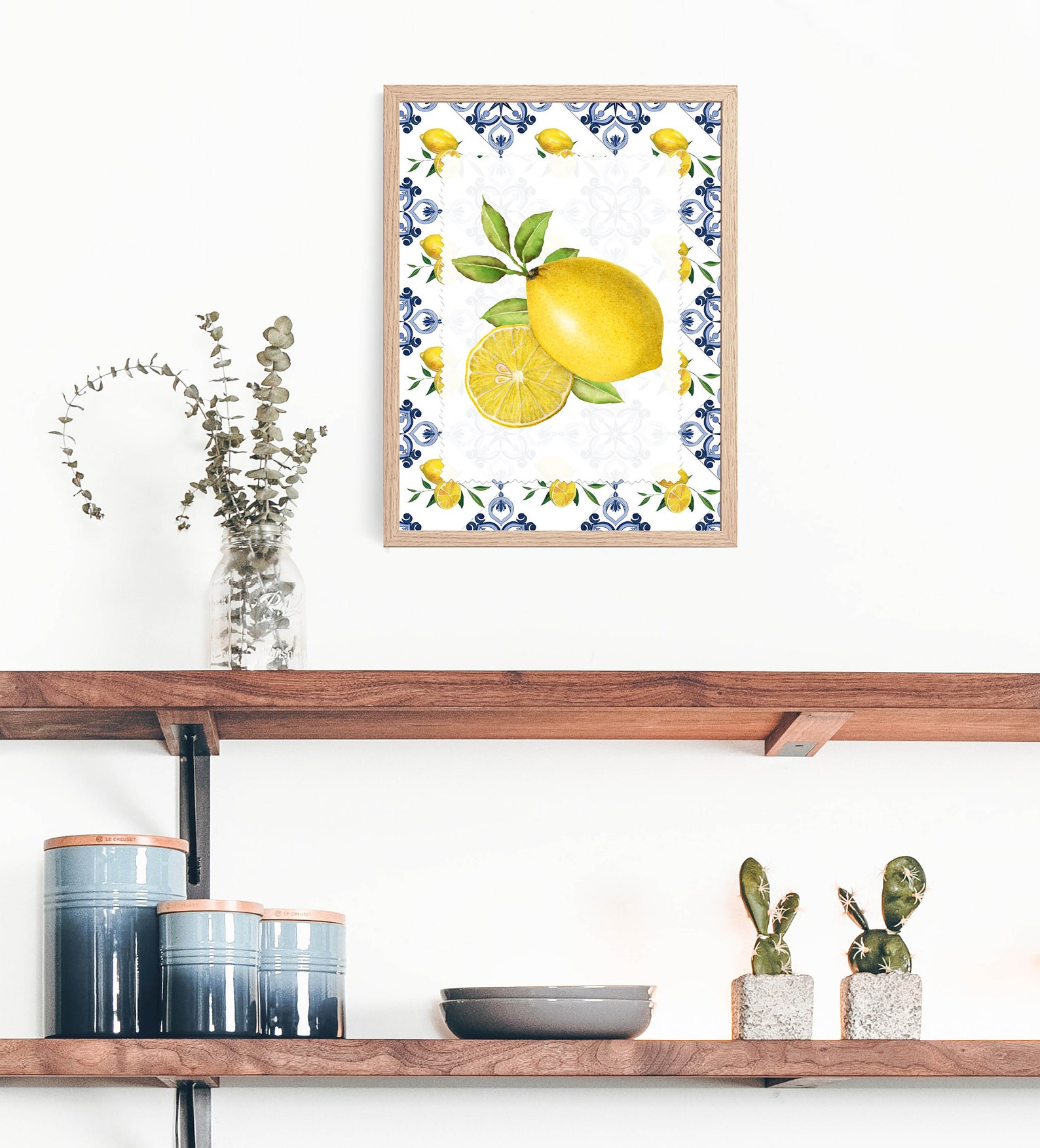 Lemons and Blue Tile Printable Vintage Kitchen Sign 5x7 8x10 - Etsy