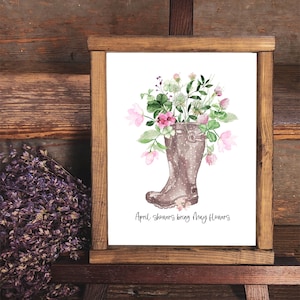 April Showers Bring May Flowers Printable Wall Art Spring Decor ...