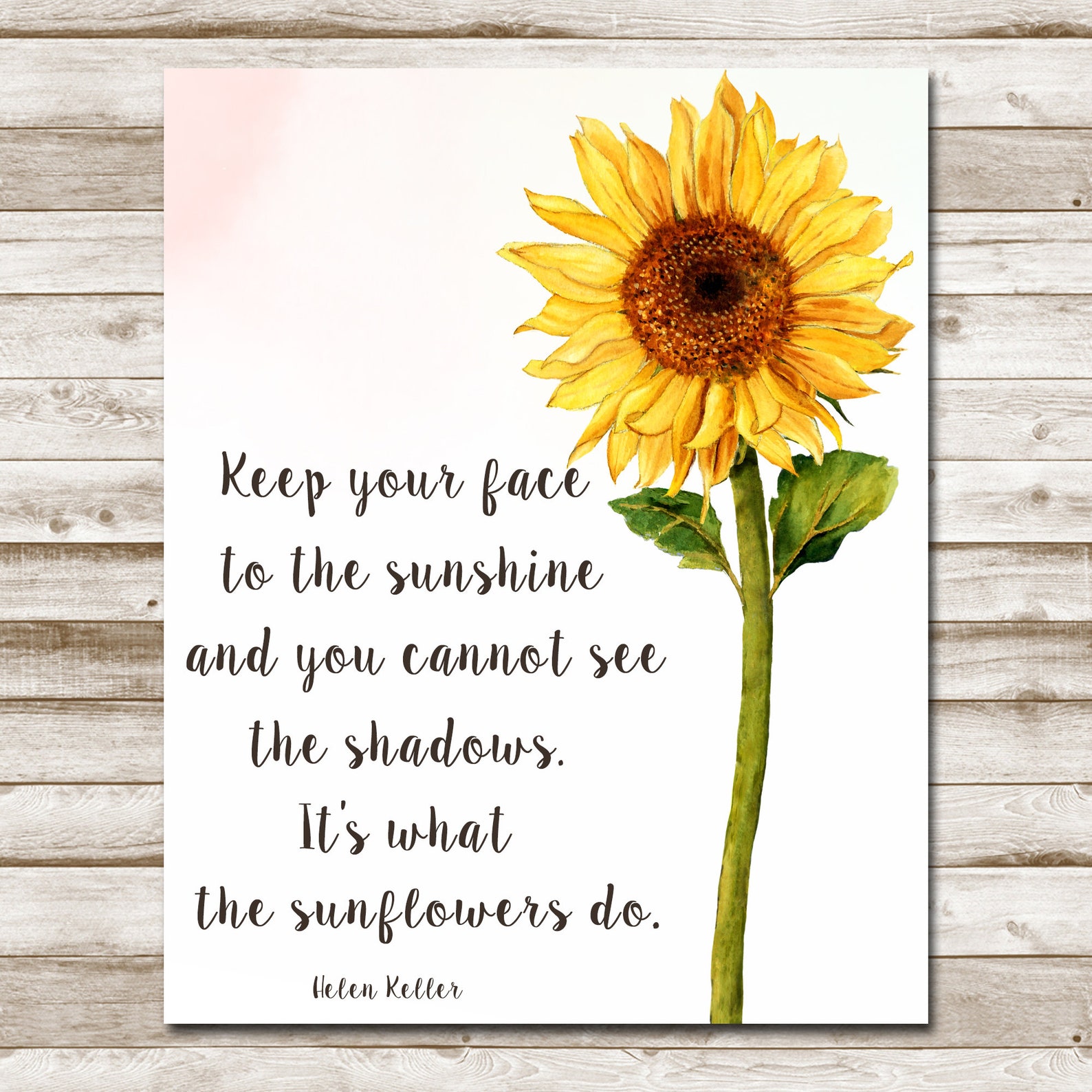 Sunflower Printable Helen Keller Quote 5x7 8x10 11x14 16x20 - Etsy