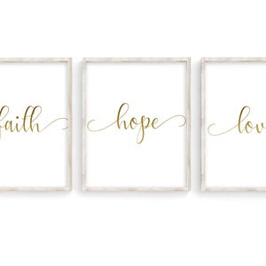 Faith Hope Love Printable Set Set of 3 8x10 Inspirational Print Set ...