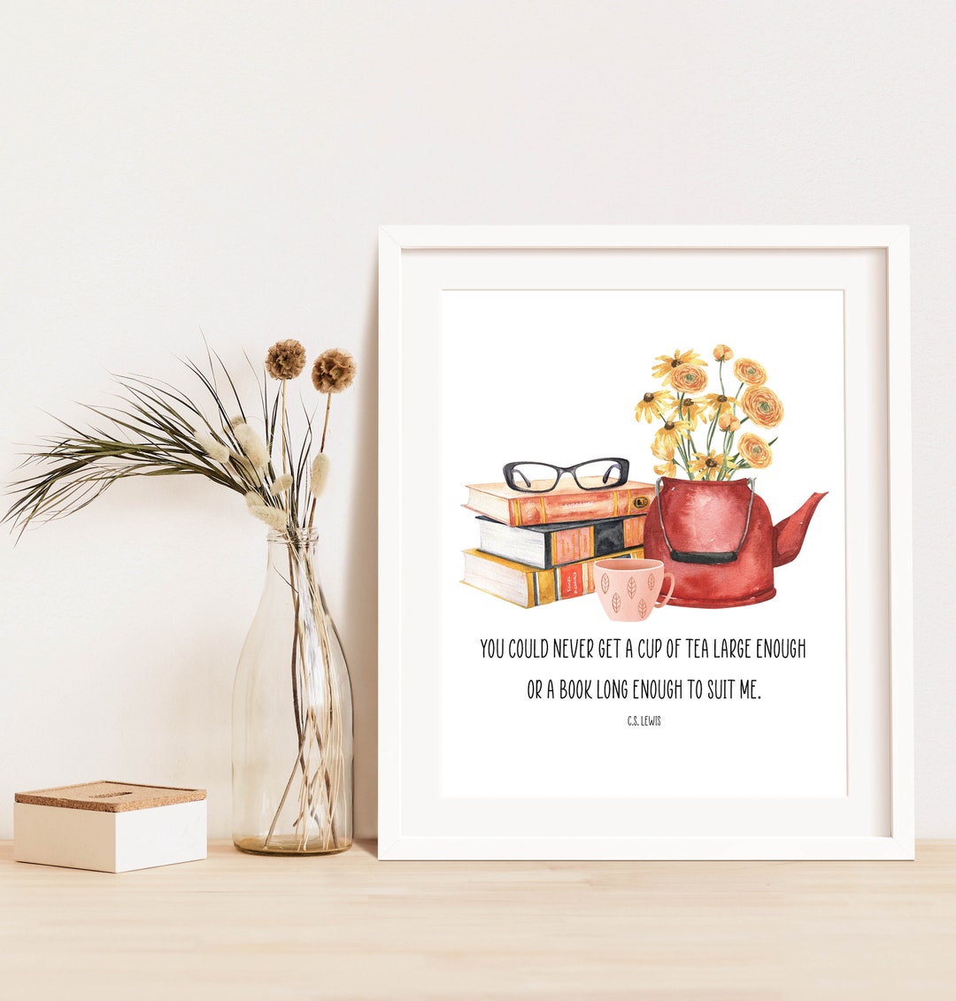 C S Lewis Literary Quote Printable Vintage Books and Tea Sign Home ...