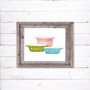 Vintage Pyrex Printable Kitchen Printable Wall Art Pyrex Bakeware Retro ...