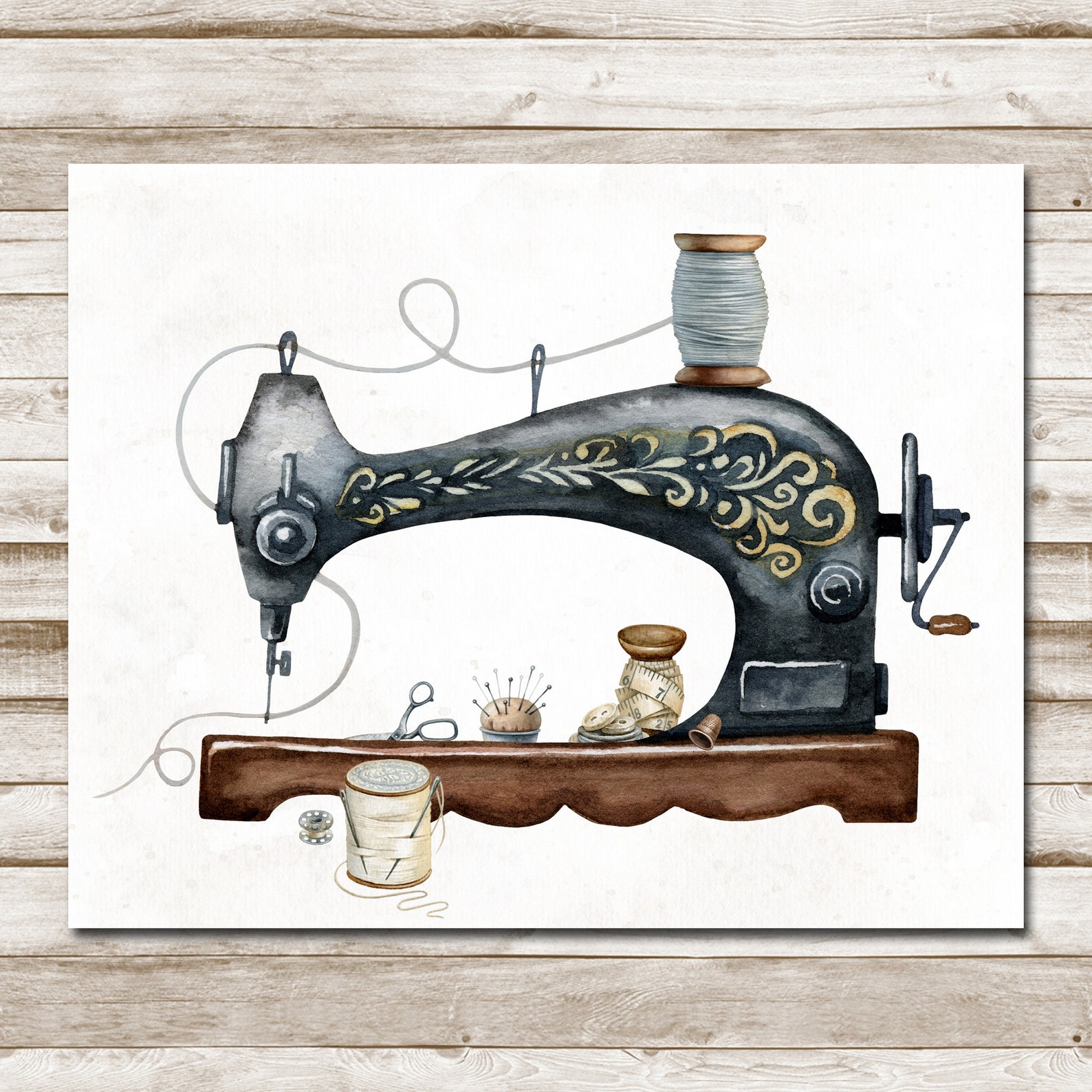 Vintage Sewing Machine Printable Sewing Print Craft Room | Etsy