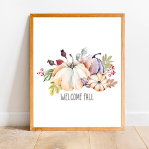 Welcome Fall Printable Sign Pumpkin Vignette Wall Art Autumn Decor Fall ...