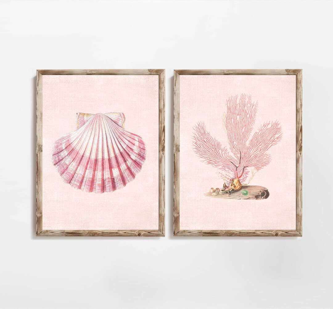 Coastal Printable Set Seashell Coral Print Set of Two 8x10 and 11x14 ...
