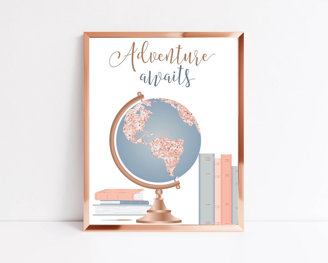 Adventure Awaits Printable Globe Print Children's Wall Art Teen Decor ...