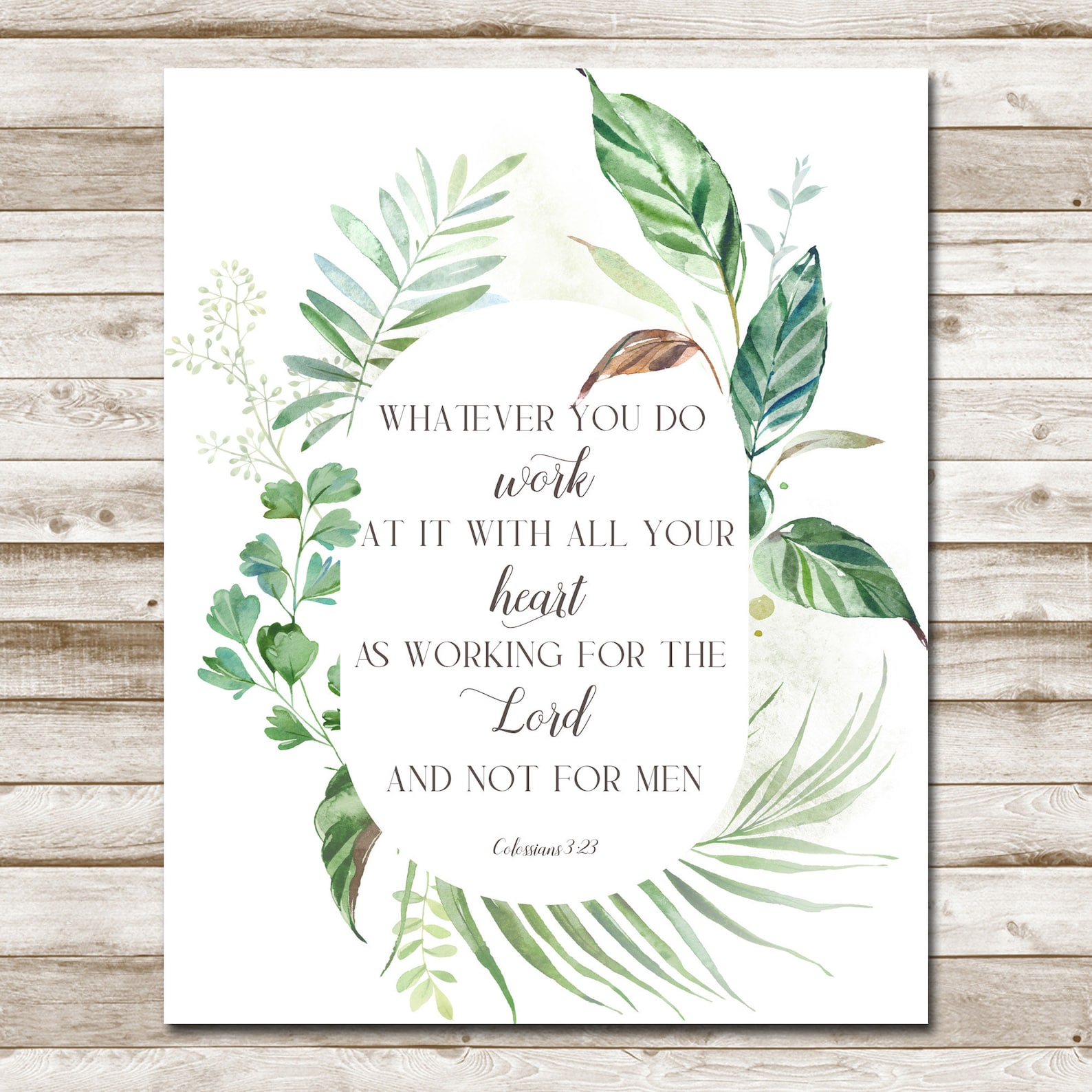 Colossians 3:23 | Botanical Scripture Print, Work at It With All Your ...