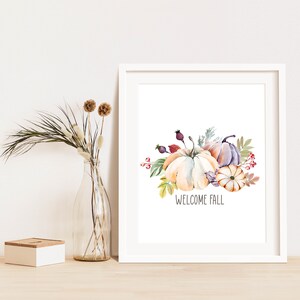 Welcome Fall Printable Sign Pumpkin Vignette Wall Art Autumn Decor Fall ...