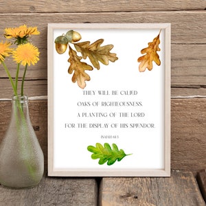 Isaiah 61:3 Printable Wall Art Oak Leaves Inspirational Quote - Etsy