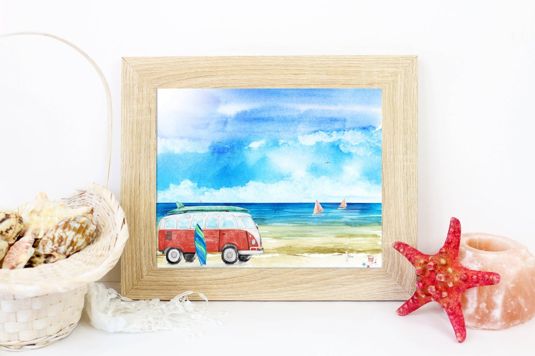 Beach Day Printable Wall Art Print Retro Coastal Wall Art Home Decor ...