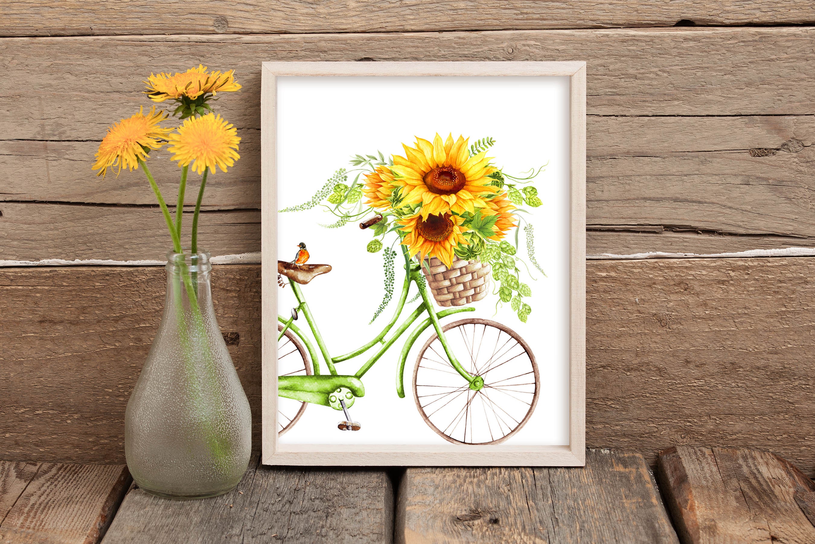 Sunflower Bicycle Printable Bicycle Print Bike Print Summer | Etsy