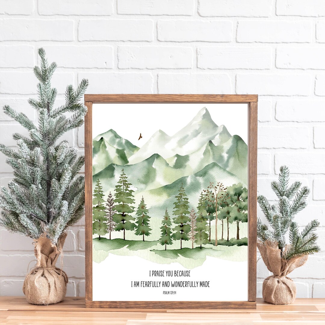 Psalm 139:14 Printable Wall Art 5x7 8x10 11x14 16x20 Woodland Decor ...
