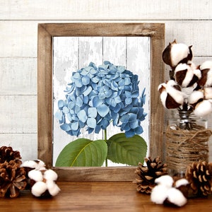 Hydrangea Printable Vintage Rustic Home Decor Flower Wall Art 5x7 8x10 ...