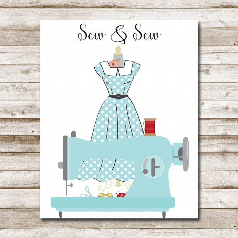 Sew and Sew Printable Art Craft Room Wall Art Retro Sewing - Etsy