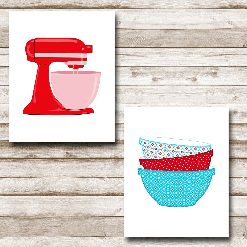 Kitchen Printable Set Kitchen Wall Art Set of 2 5x7 8x10 Red | Etsy