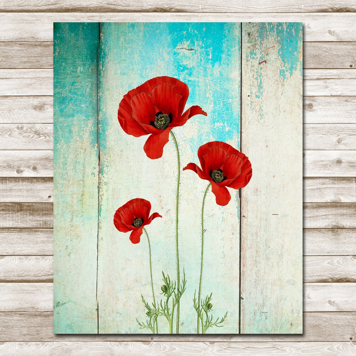 Red Poppy Printable Vintage Home Wall Art Farmhouse Decor 5x7 - Etsy