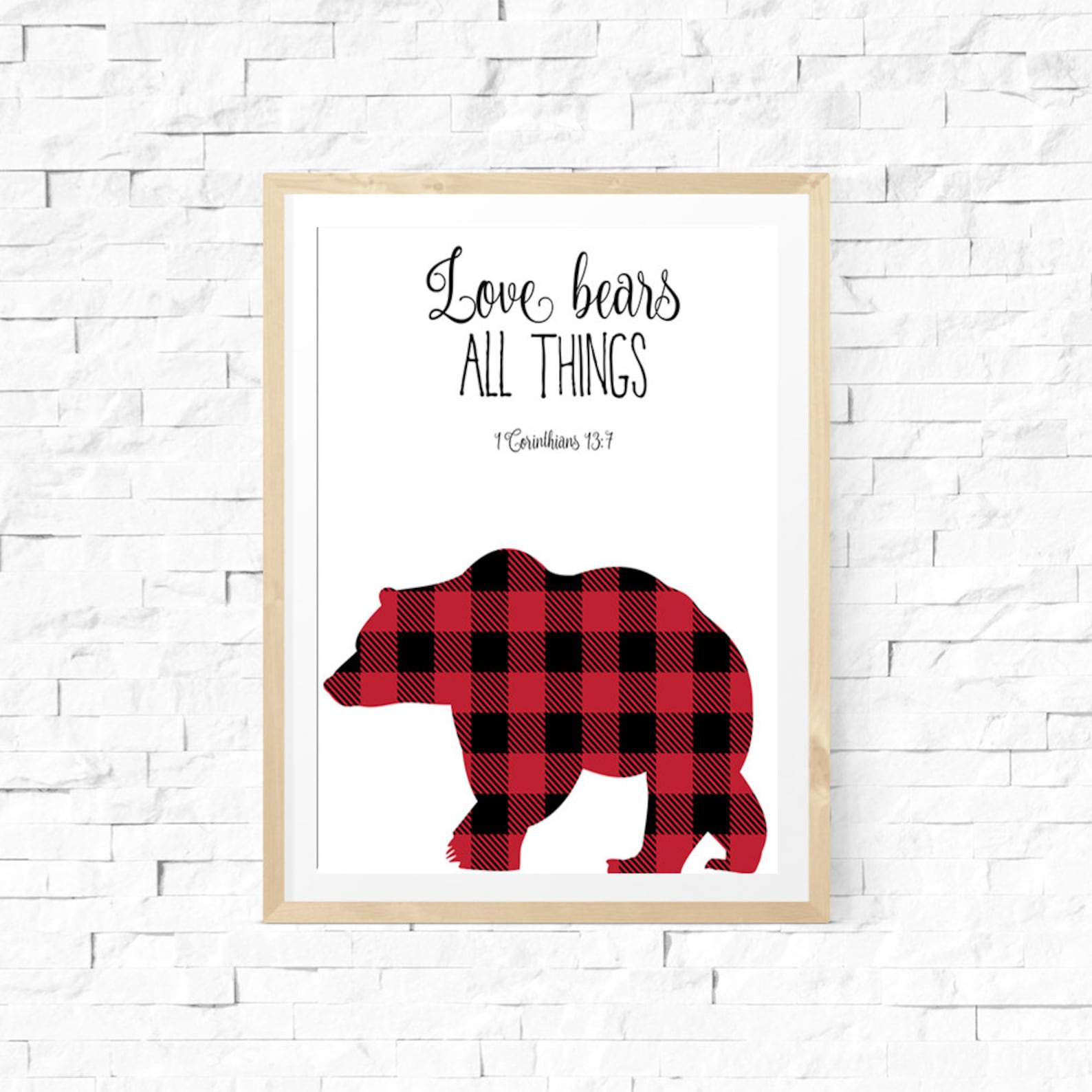 Love Bears All Things Bible Verse Printable Woodland Decor 5x7 - Etsy