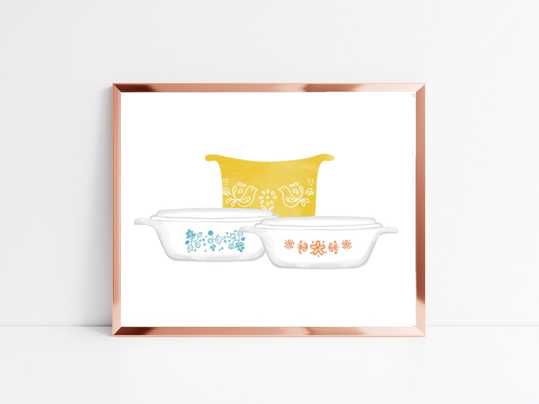 Vintage Pyrex Printable Kitchen Printable Wall Art Pyrex Bakeware Retro ...
