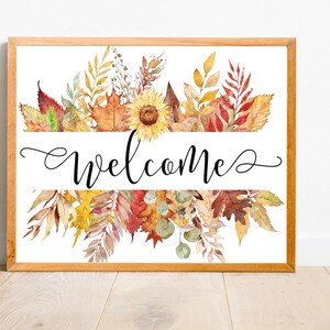 Welcome Fall Printable Wall Art Fall Leaves Sign 5x7 8x10 11x14 16x20 ...