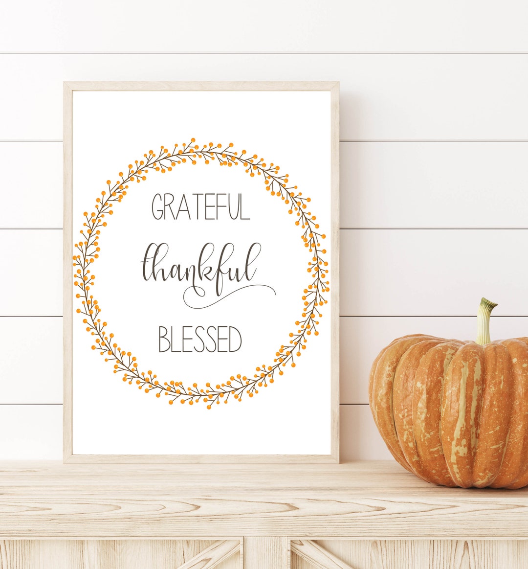 Grateful Thankful Blessed Printable Inspirational Quote Wall Art Home ...