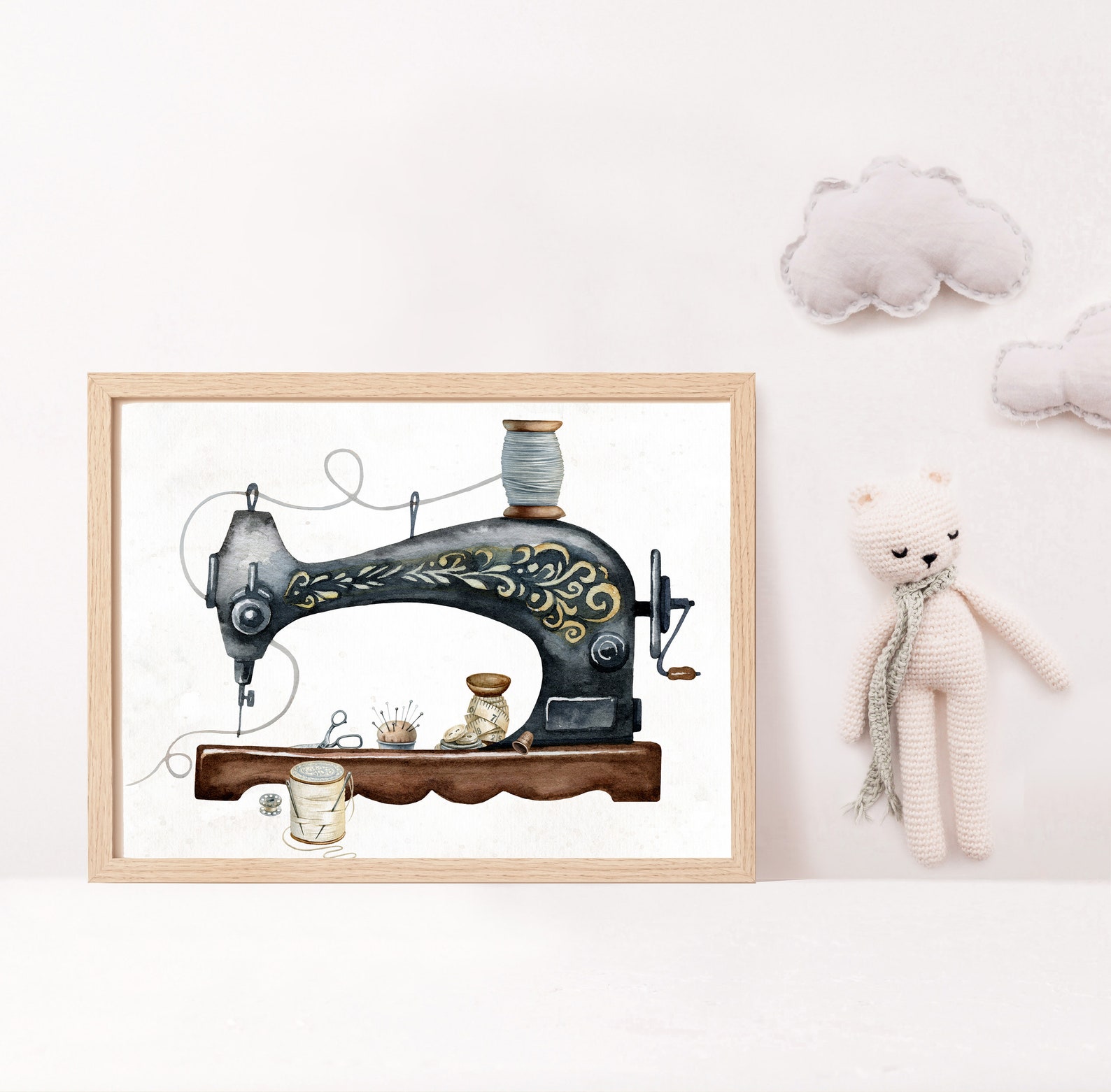 Vintage Sewing Machine Printable Sewing Print Craft Room | Etsy