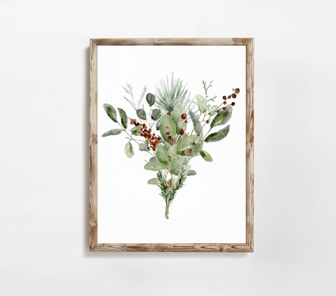 Botanical Print | Woodland Bouquet, Forest Greenery, Rustic Decor ...