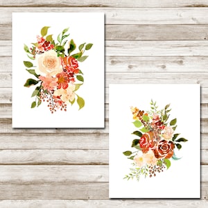 Autumn Bouquet Printable Farmhouse Flowers Set of Two 8x10 and 11x14 ...