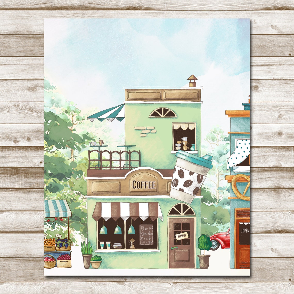 Coffee Shop Sign Printable Kitchen Decor Sign Whimsical Cafe - Etsy