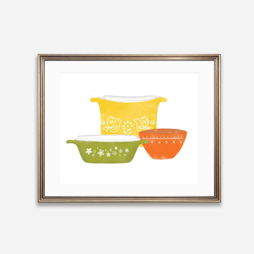 Vintage Pyrex Printable Kitchen Printable Wall Art Pyrex Bakeware 5x7 ...