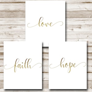 Faith Hope Love Printable Set Set of 3 8x10 Inspirational Print Set ...