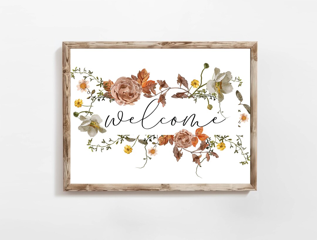 Welcome Fall Printable Wall Art Fall Leaves Sign 5x7 8x10 11x14 16x20 ...