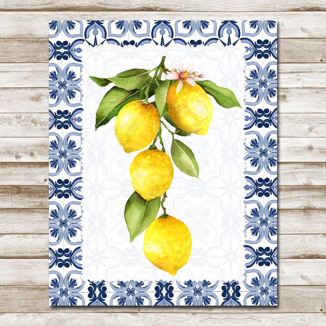 Lemons and Blue Tile Printable Kitchen Sign 5x7 8x10 11x14 - Etsy