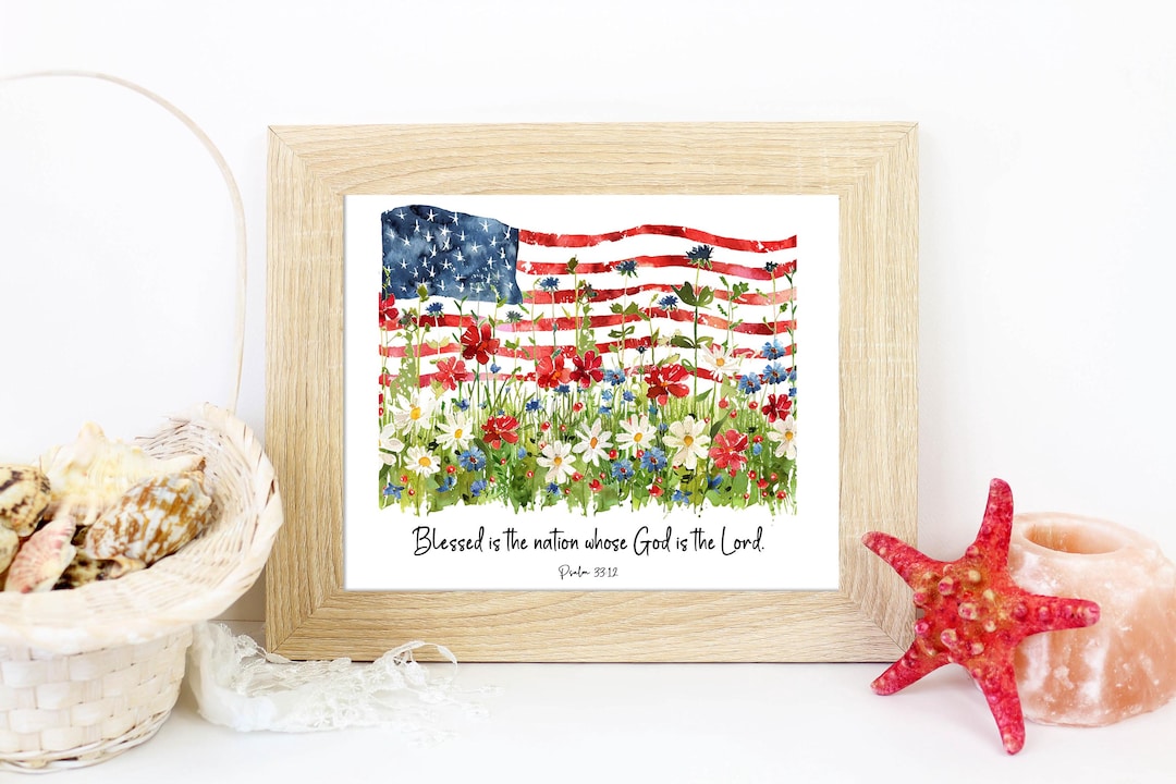 Psalm 33:12 Printable Wall Art Fourth of July Decor 5x7 8x10 8.5x11 ...